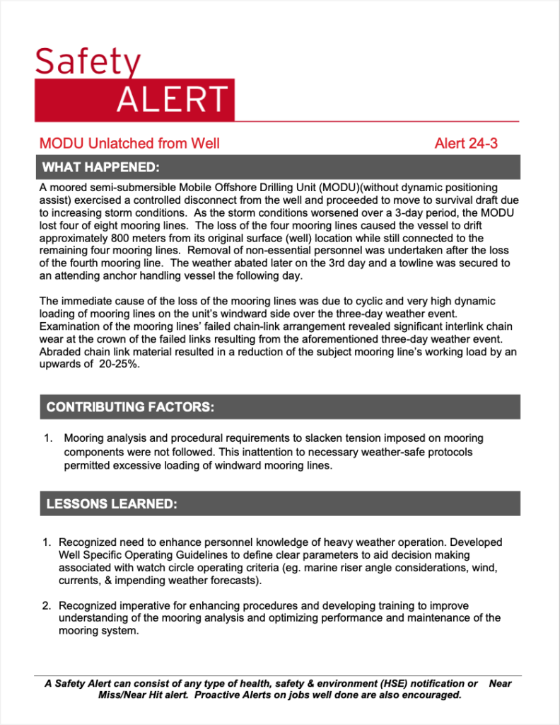 New IADC Safety Alert: MODU Unlatched from Well - IADC.org